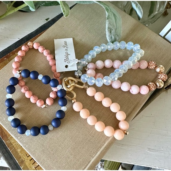 Ashlyn Rose | Jewelry | Ashlyn Rose Pinknavy Blue Bracelet Set | Poshmark